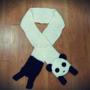 Panda Scarf 70.8" - Christmas In July Hand Knitted Black And White ...