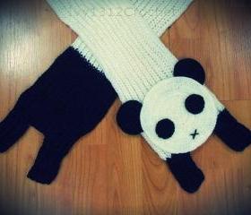 Panda Scarf 70.8" - Christmas In July Hand Knitted Black And White ...
