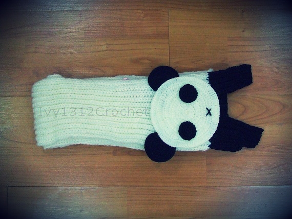 Panda Scarf 70.8" - Christmas In July Hand Knitted Black And White ...